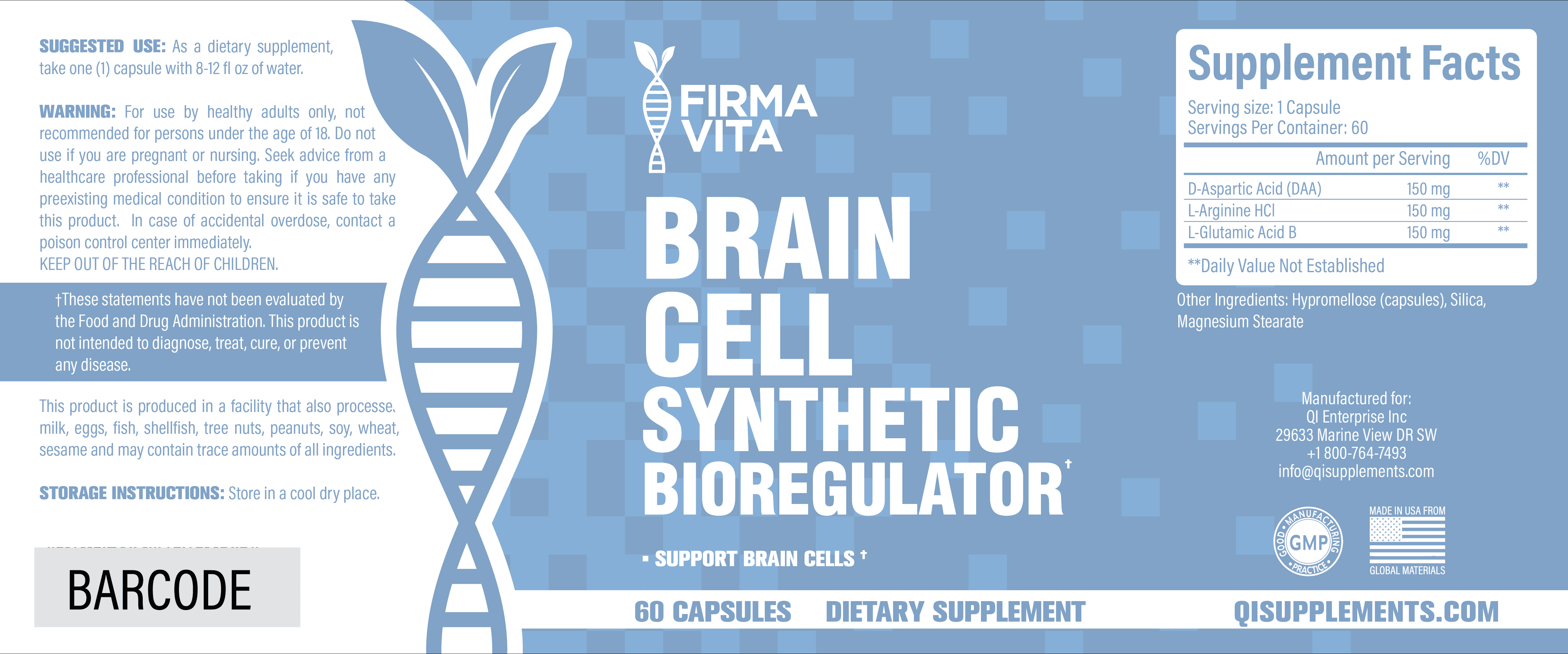 Firma Vita Brain Cell Synthetic Bioregulator - 60 Capsules with Pineal ...